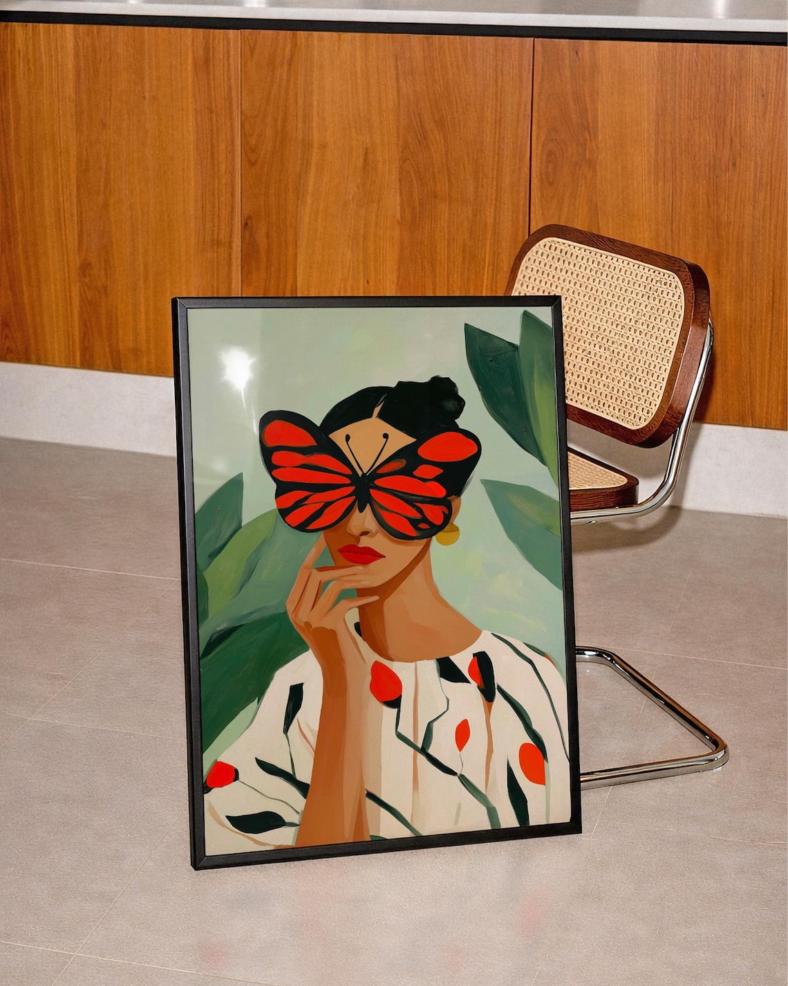 Butterfly Mask Portrait Modern Woman Surreal Fashion Poster Unframed ...