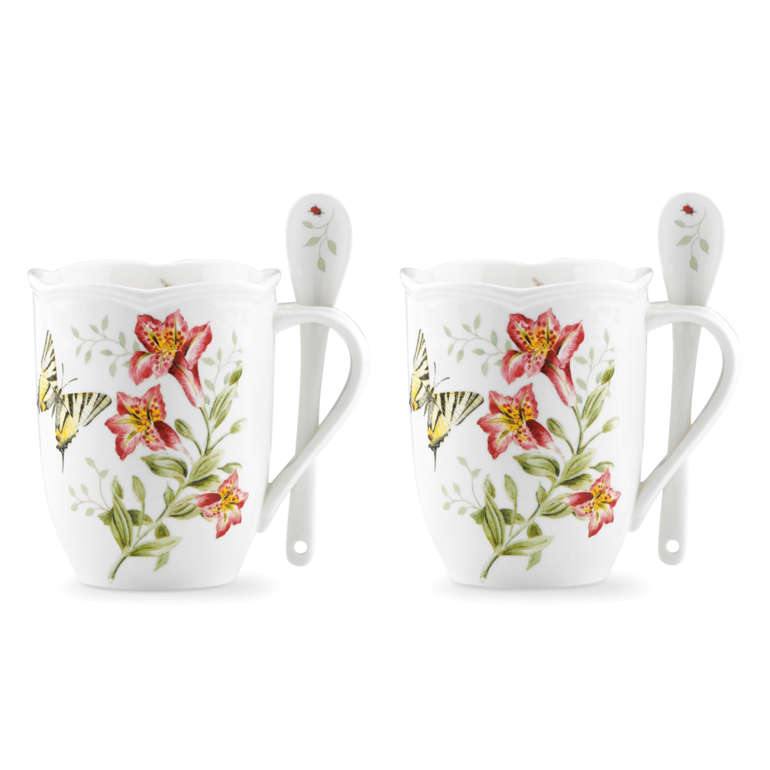 Butterfly Meadow Mugs with Spoons, Set of 2 - Walmart.com