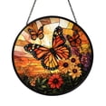 Butterfly Meadow Stained Glass Style Suncatcher – Floral Window Decor ...