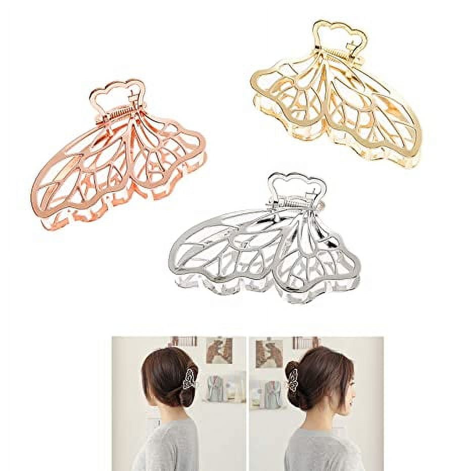 Butterfly Metal Hair Clips for Women Small Claw Clip 3 Inch Non-Slip ...
