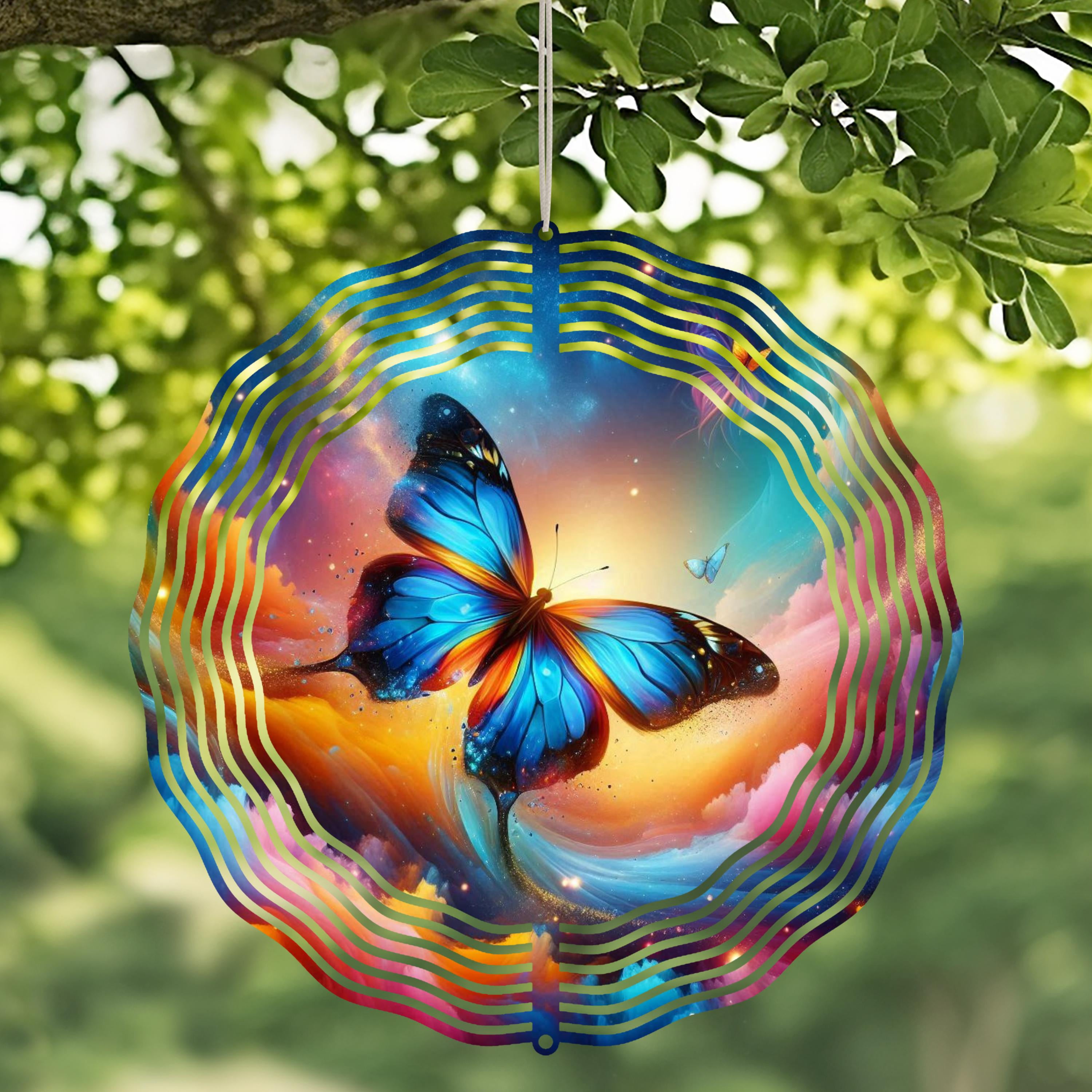 Butterfly Metal Wind Spinner Double Sided UV Resistant Garden Decor ...