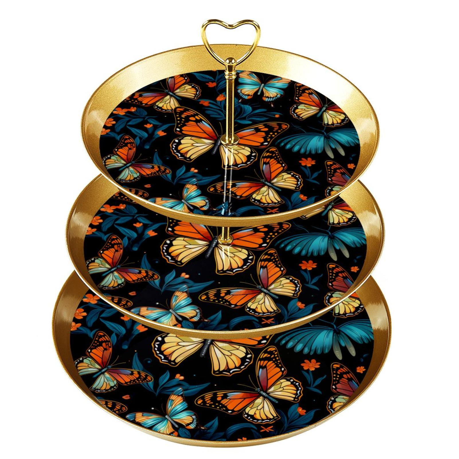 Butterfly Modern Plastic Discs Iron Pillar Dessert Table Stand | 32cm ...