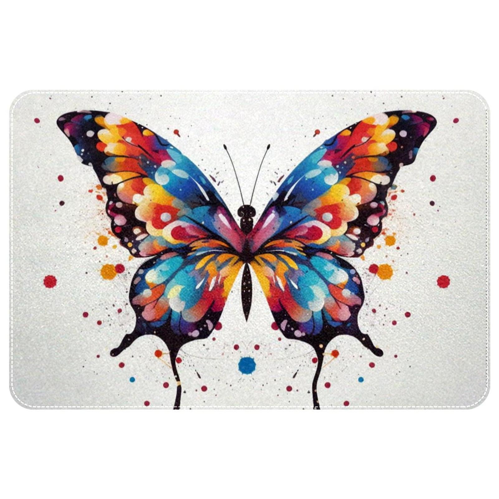 Butterfly Modern Right Angle Floor Mat with Polyester Fabric | High ...