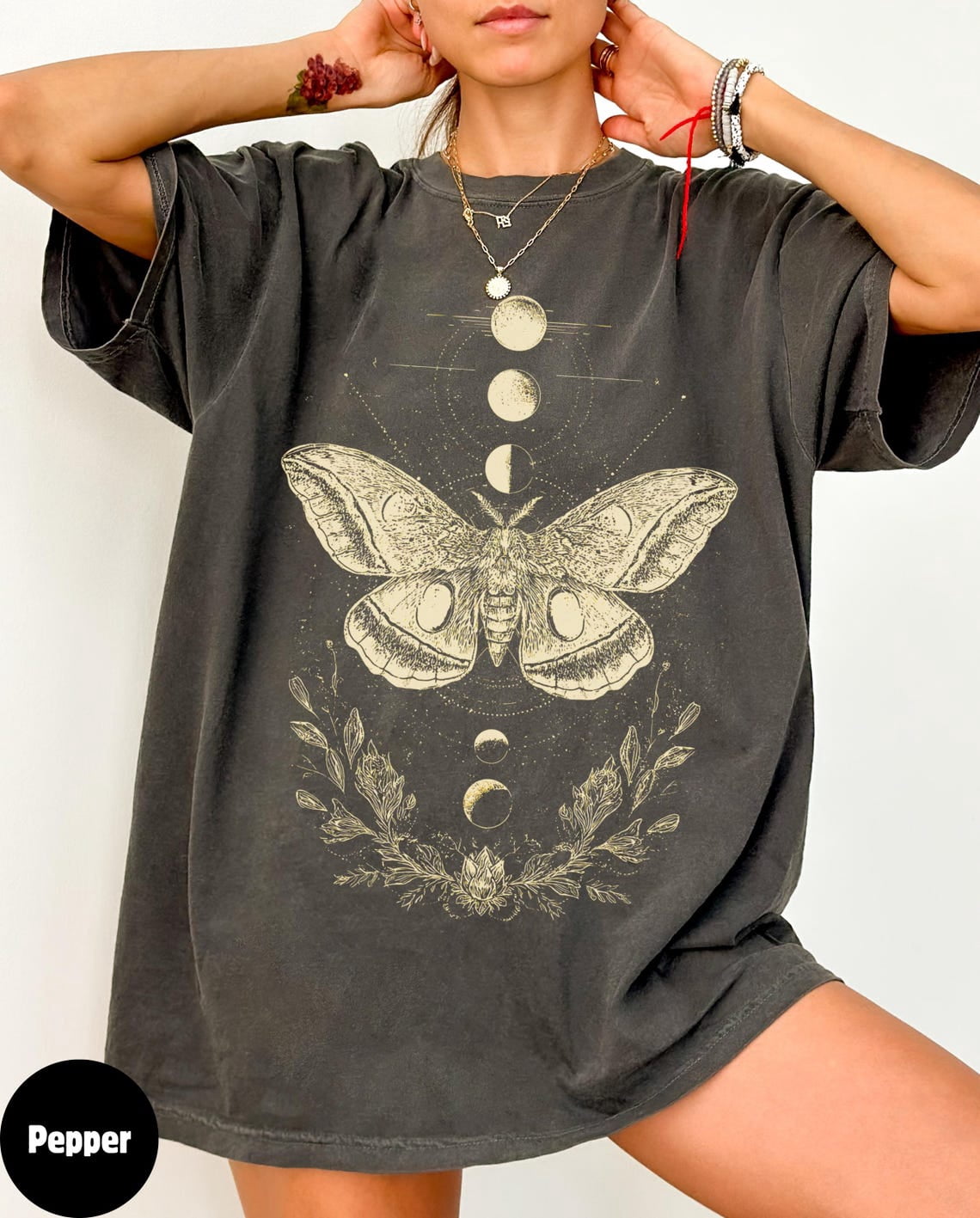 Butterfly Moon Phases Botanical Boho Dark Academia T-Shirt - Walmart.com