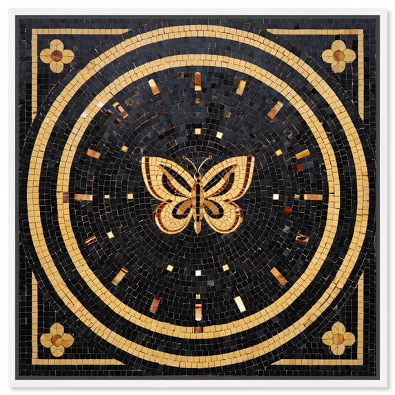 Butterfly Mosaic Canvas Print Gold Wall Art by Art Remedy, White Frame ...