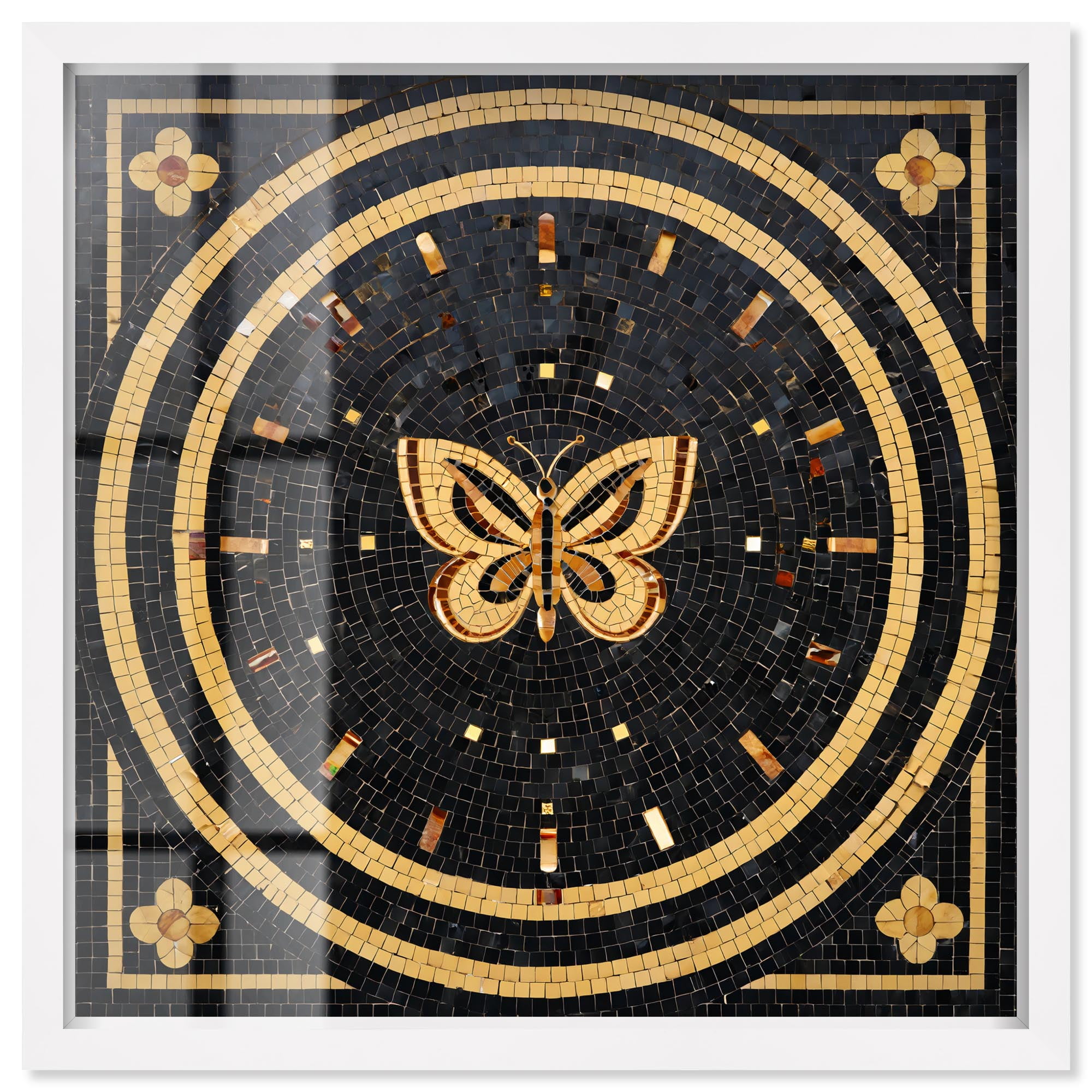 Butterfly Mosaic Shadowbox Print Gold Wall Art by Art Remedy, White ...