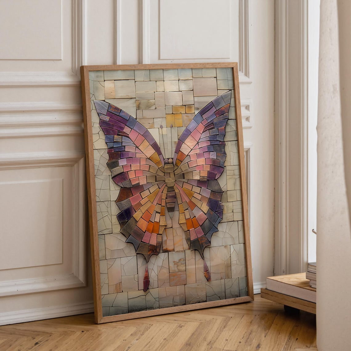 Butterfly Mosaic Wall Art, Stained Glass Style Butterfly Print, Boho ...
