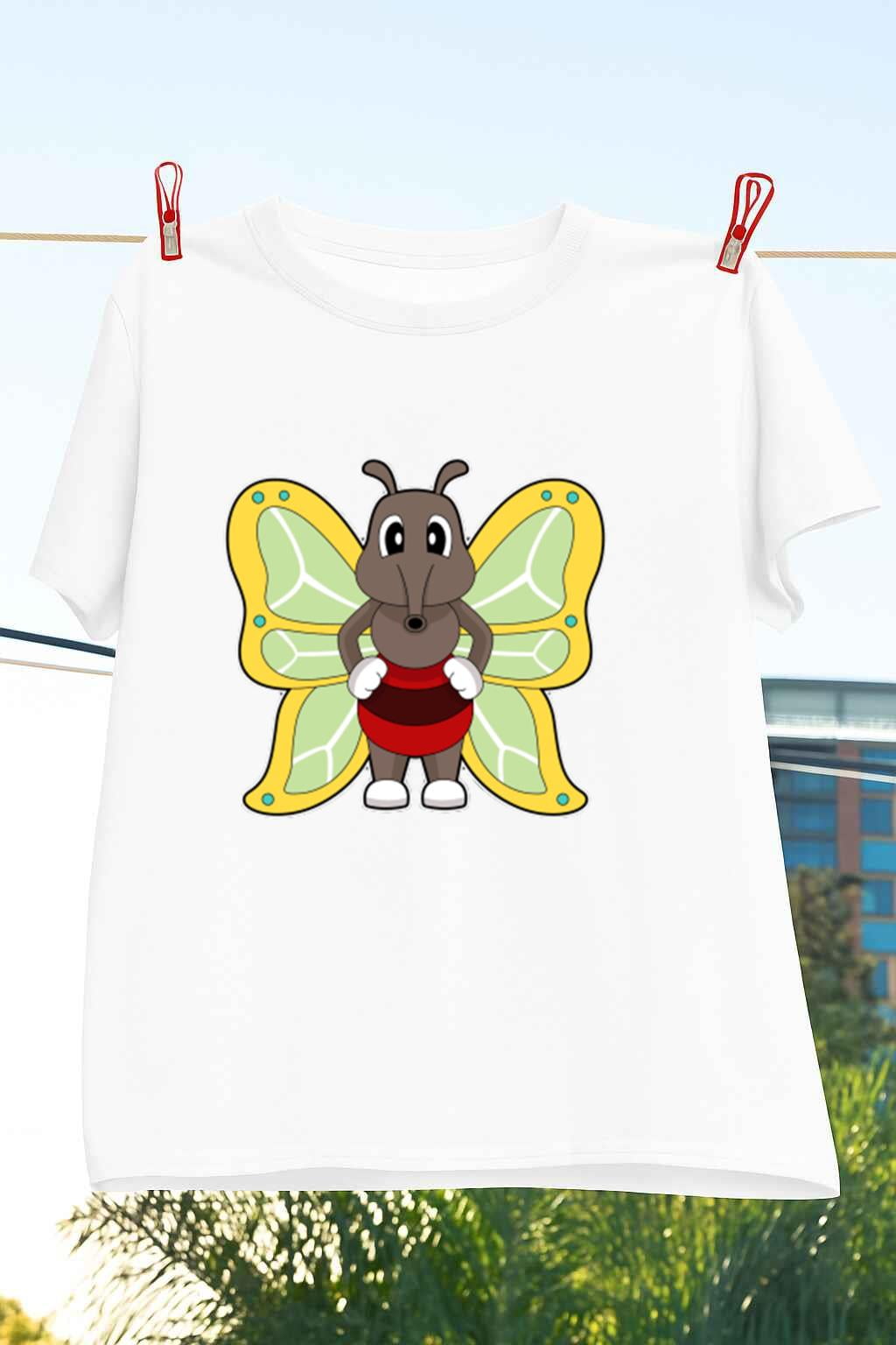 Butterfly Mosquito Funny Cartoon Insect Combo Illustration T-Shirt up ...