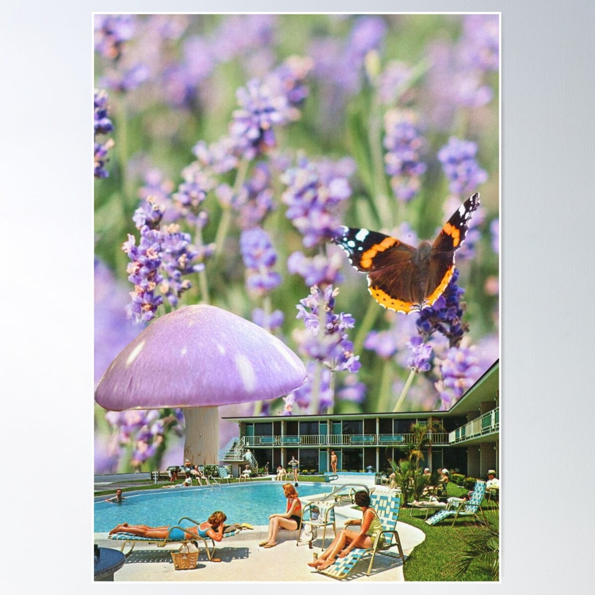 Butterfly Motel Poster Wall Art, Modern Wall Decor For Living Room ...