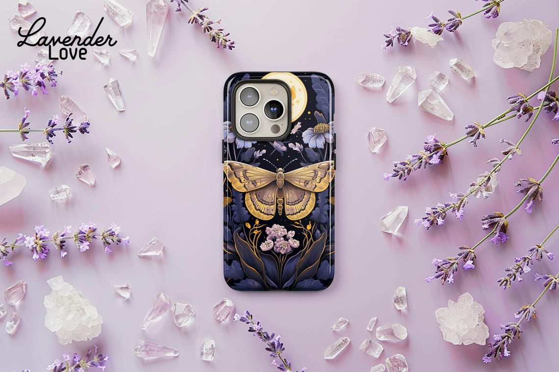 Butterfly Moth Moon Case Compatible with iPhone 11 through 17 Pro Max ...