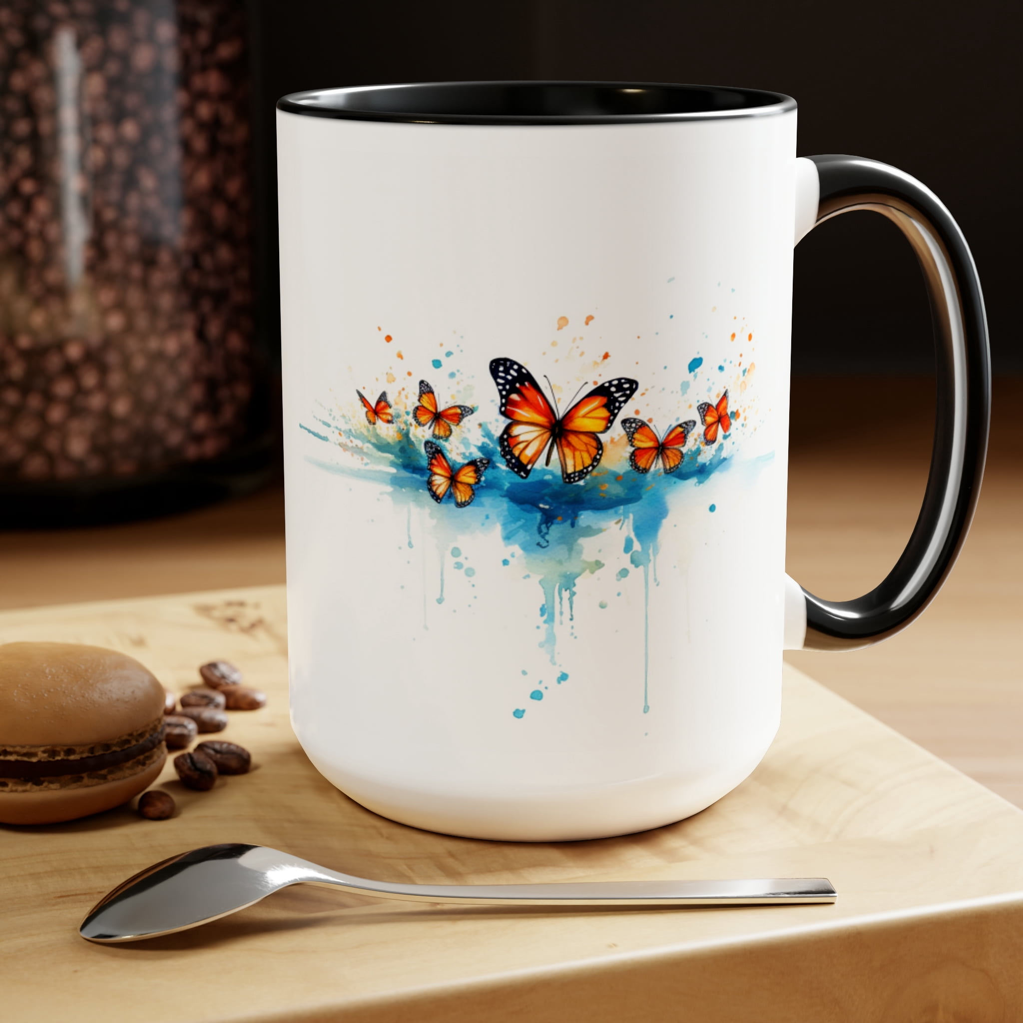 Butterfly Mug, Graphic Butterfly Mug, Butterfly and Water, Graphic Art ...