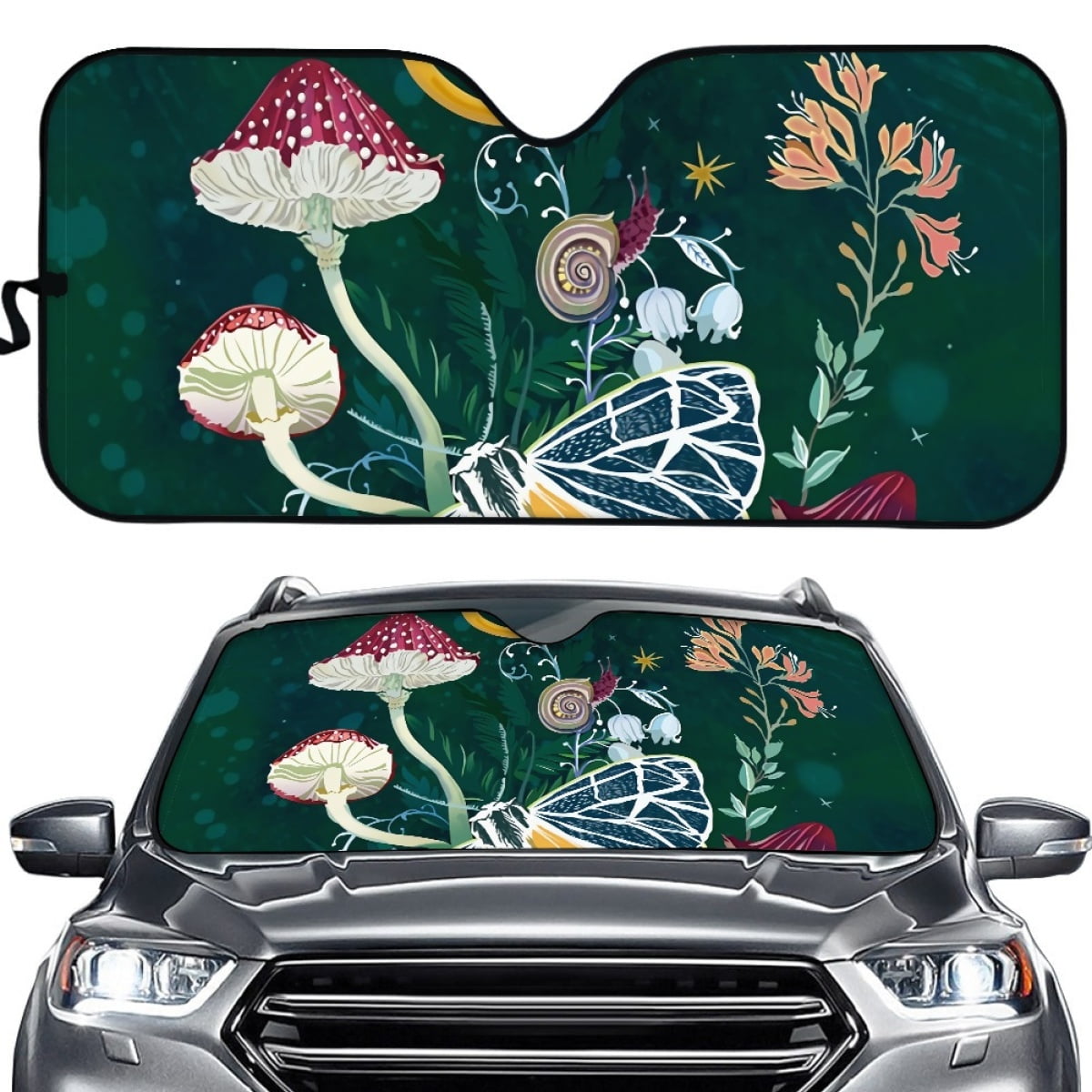 Butterfly Mushroom Car Sun Shade Windshield Front Window Sunshade ...