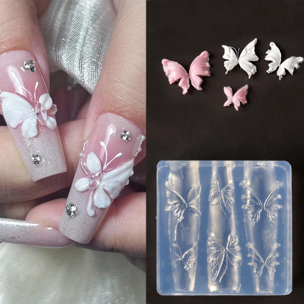 Butterfly Nail Art Silicone Molds 3D Carving Mold Templates for Precise ...