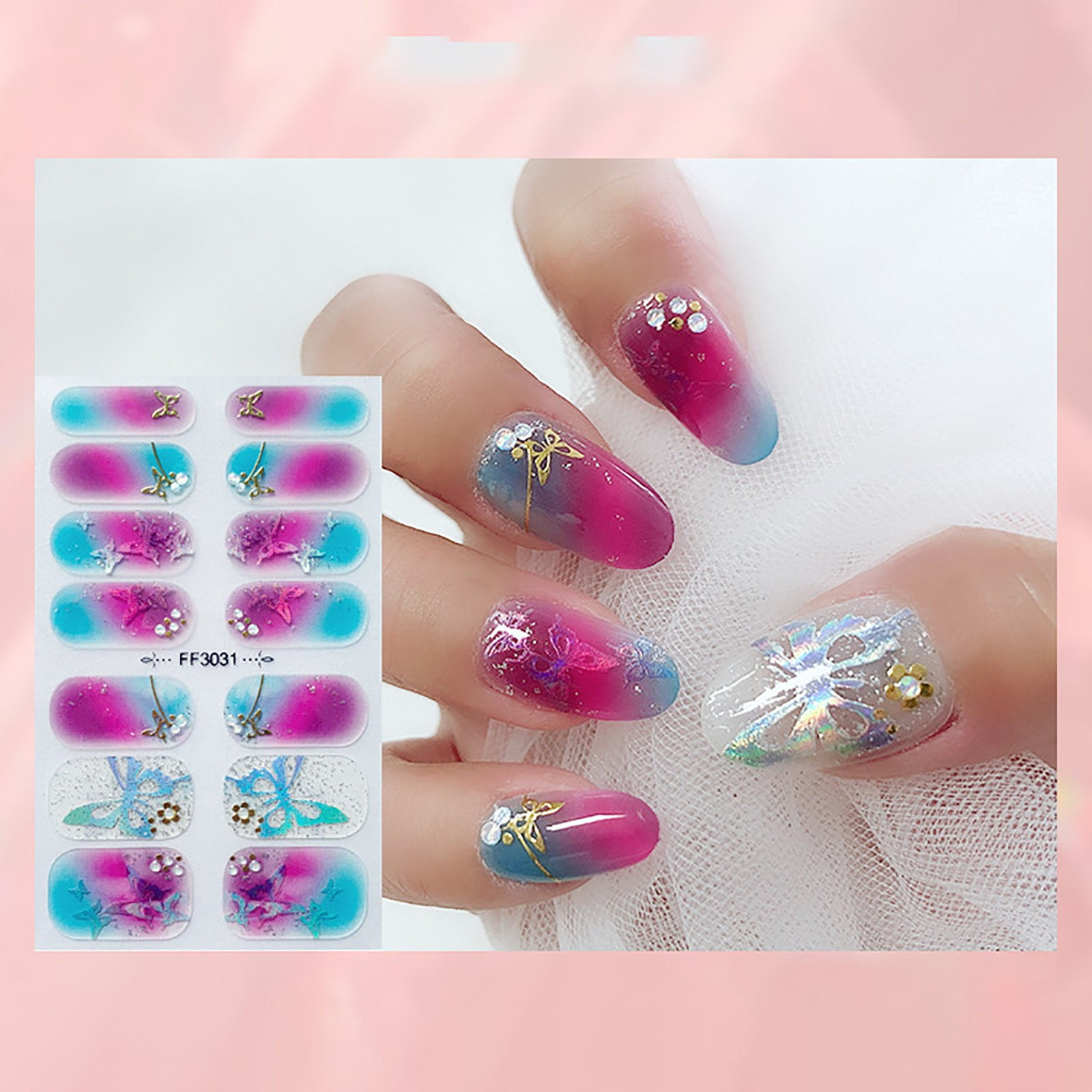 Butterfly Nail Care Sticker Full Paste Finished European And Nail ...