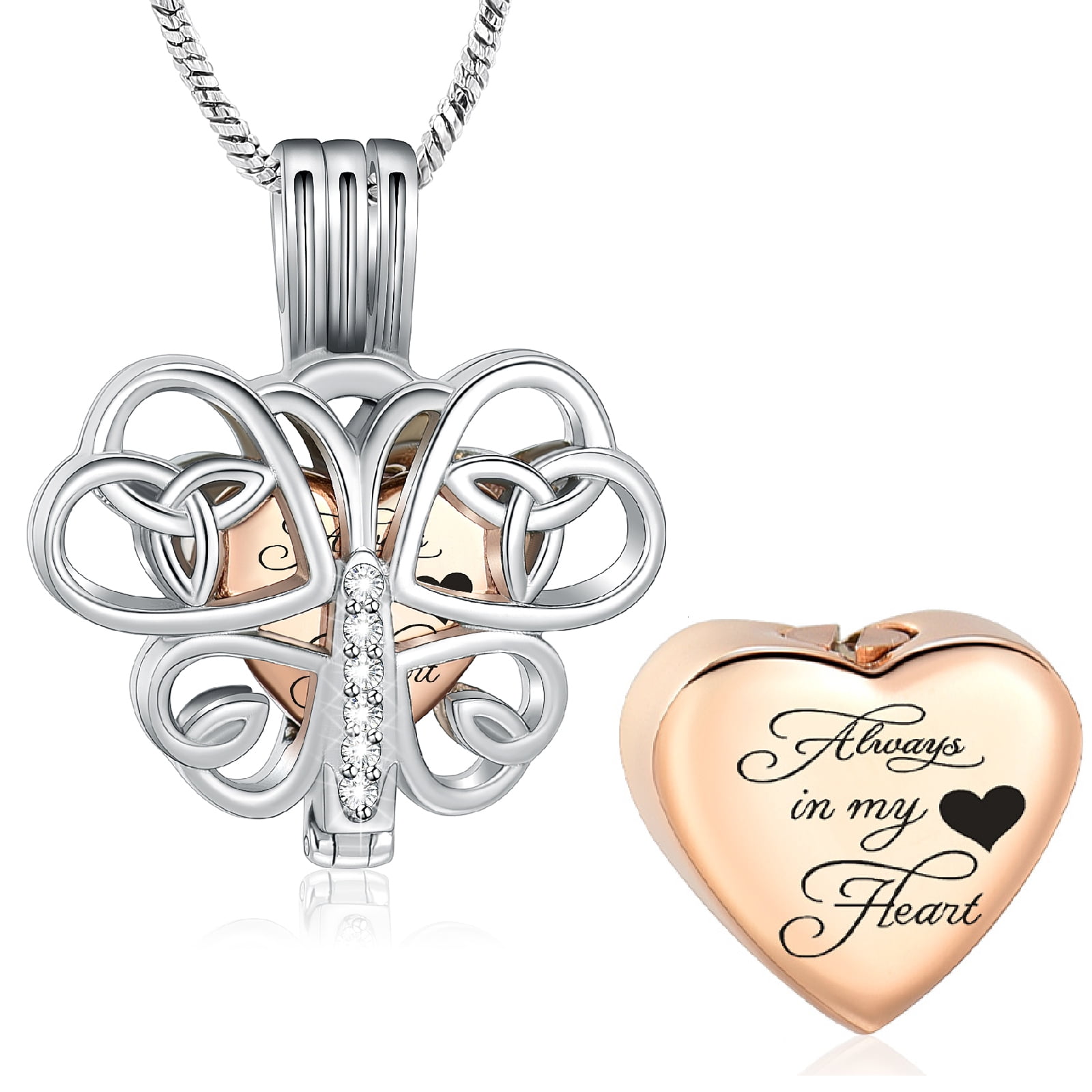 Butterfly Necklace Urn Cremation Jewelry for Ashes with Heart Urn ...