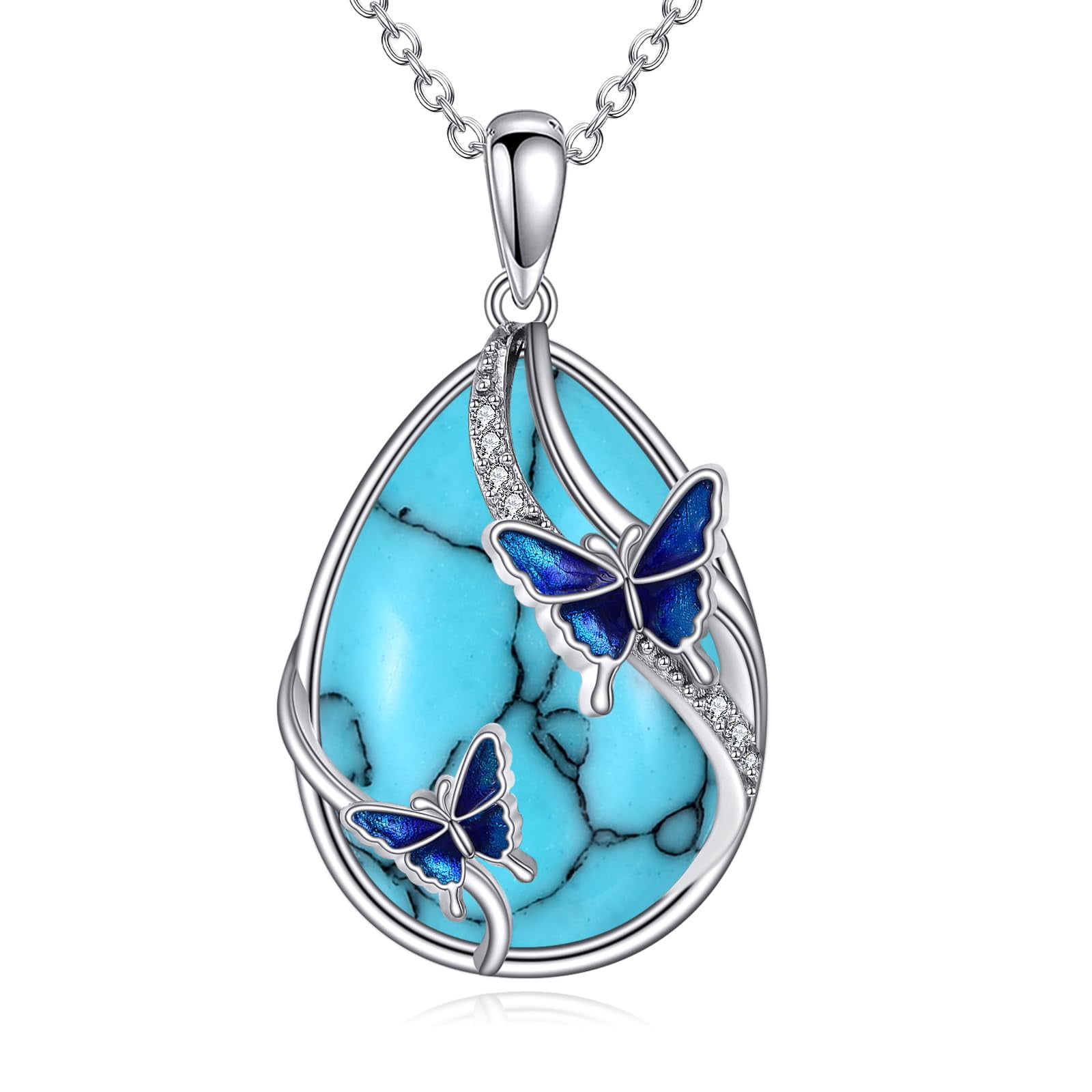 Butterfly Necklace for Women Sterling Silver Blue Butterfly Jewelry ...