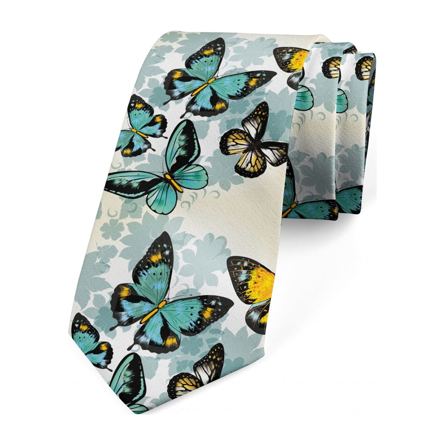 Butterfly Necktie, Moth Floral Silhouettes, Dress Tie, 3.7", Eggshell ...