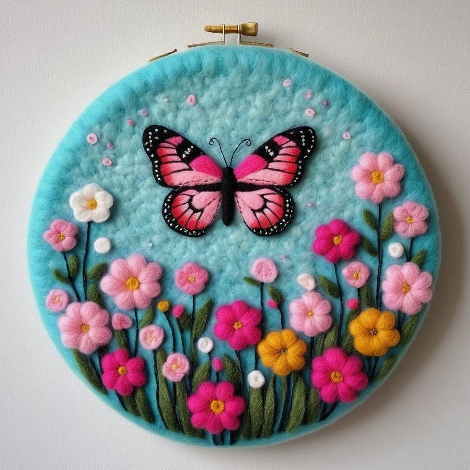 Butterfly Needle Felting Set, Beginner Felt Painting Set, With Wool ...