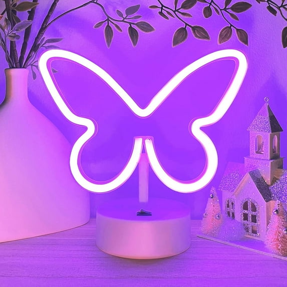 Butterfly Neon Sign Lights Butterfly Birthday Decorations Purple Lamp ...