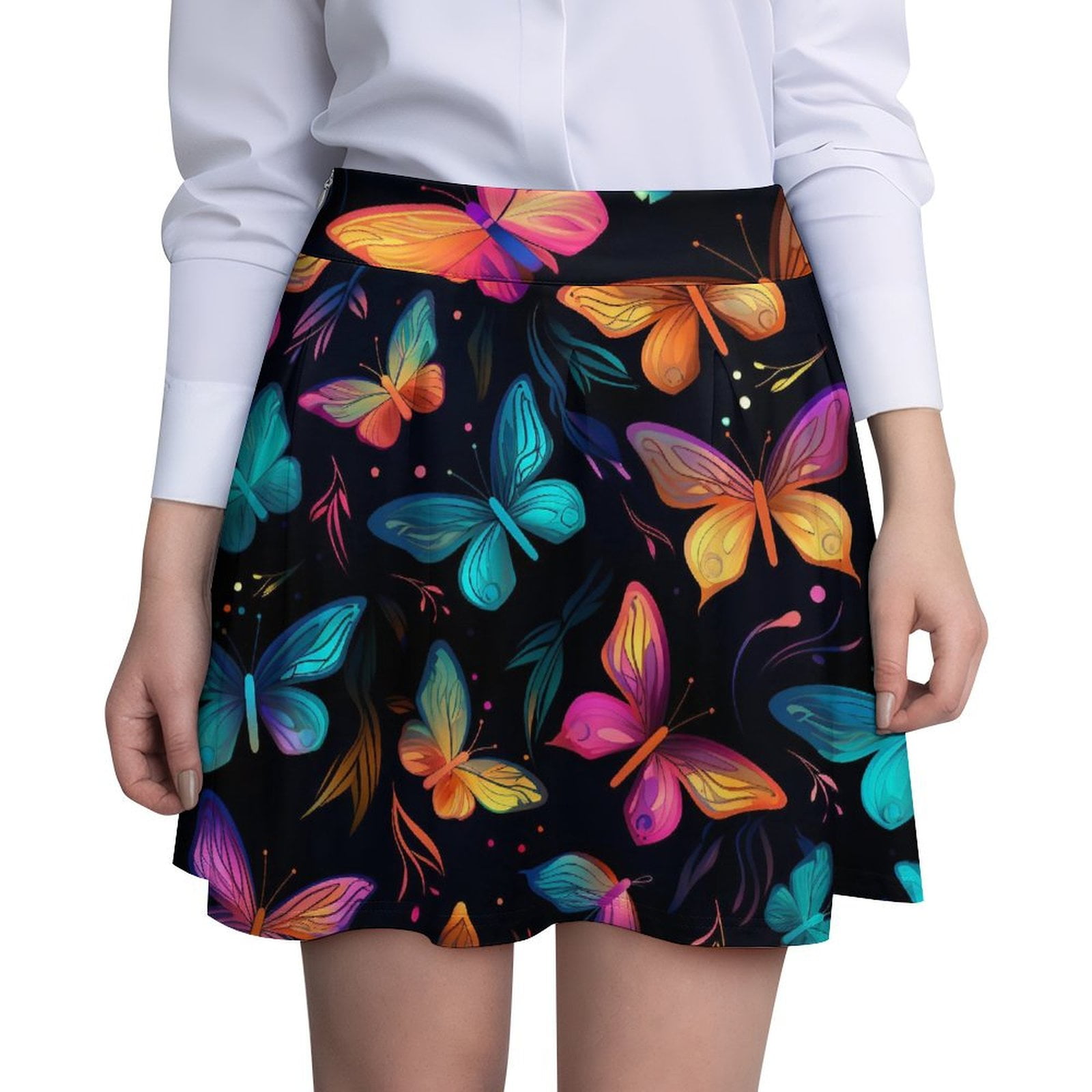 Butterfly Night Light Women's Casual Mini Skirt Invisible Zipper Summer ...