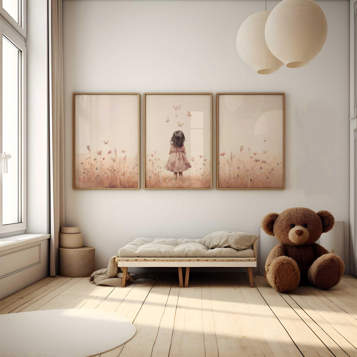 Butterfly Nursery Decor Wildflower Field Art Butterfly Wall Art Girly ...