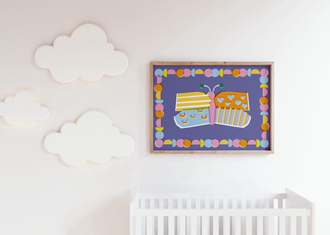 Butterfly Nursery Eclectic Wall Art Unframed Paper Print - Walmart.com