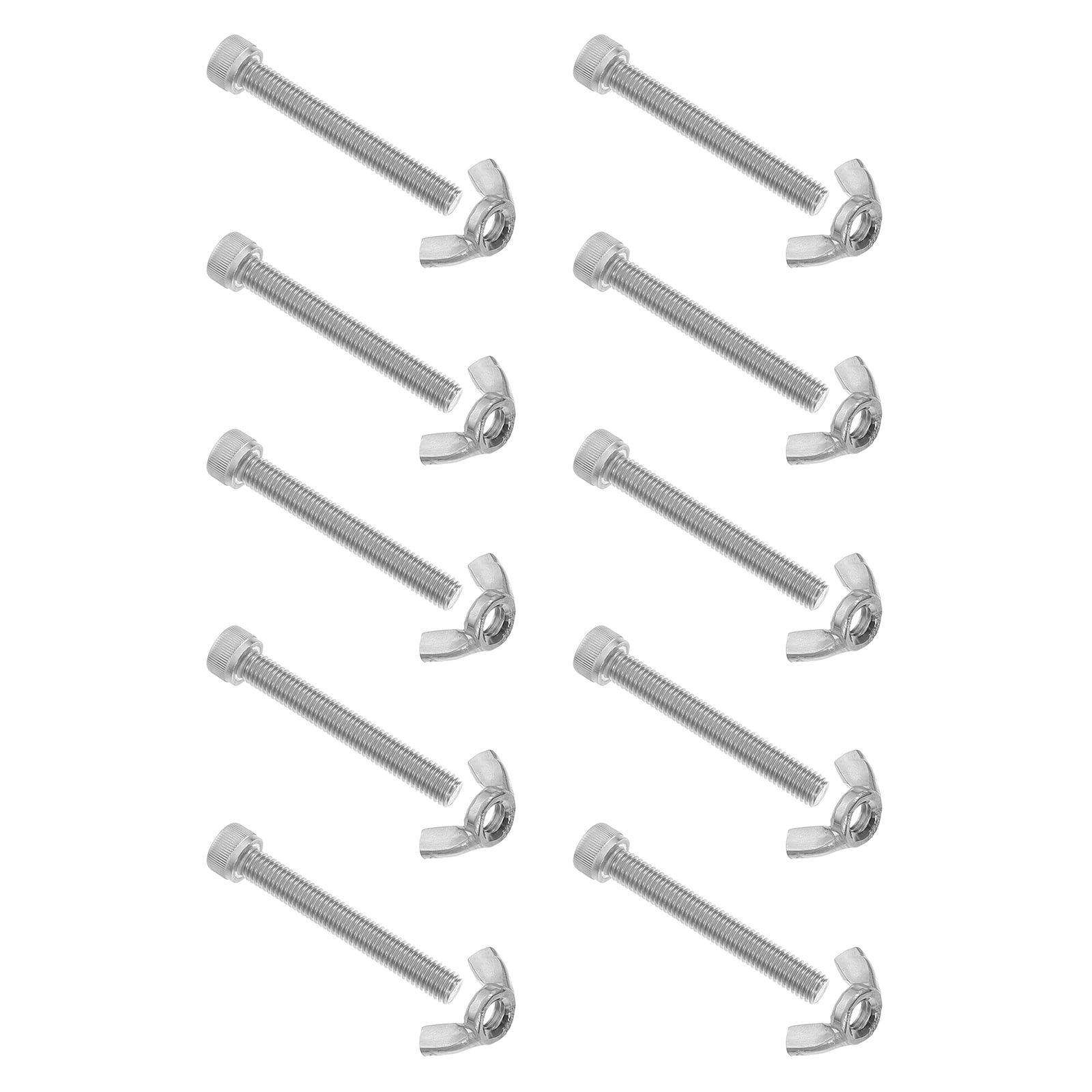 10 Pairs of Stainless Steel Screw Bolts with Wing Nut Kit Machine ...
