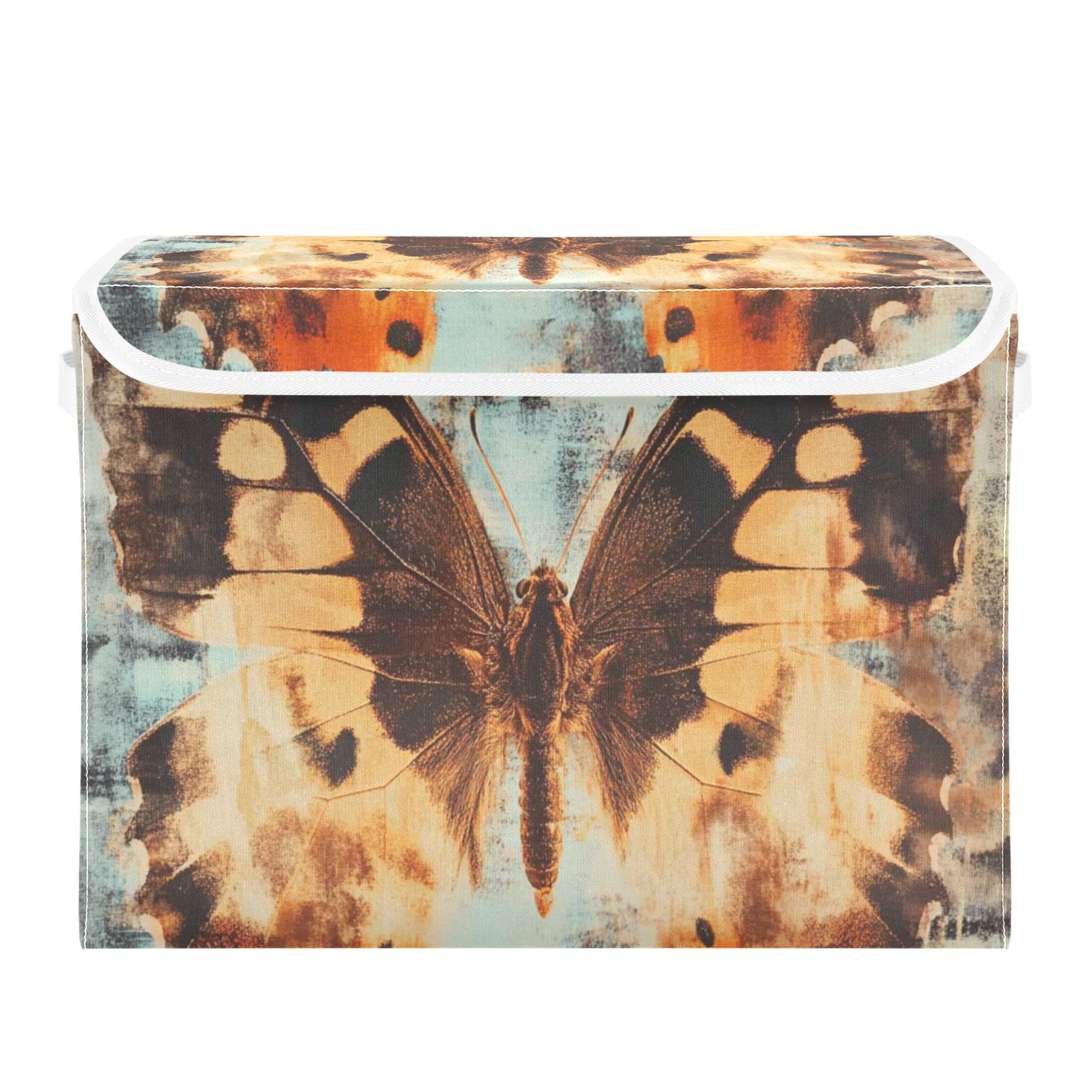 Butterfly Oil Painting Large Storage Bins with Linen Collapsible Lid ...