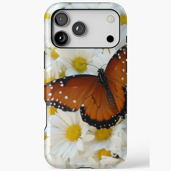 Butterfly On Daisies Nature Design iPhone Case 17 11 12 13 14 15 16 Pro ...