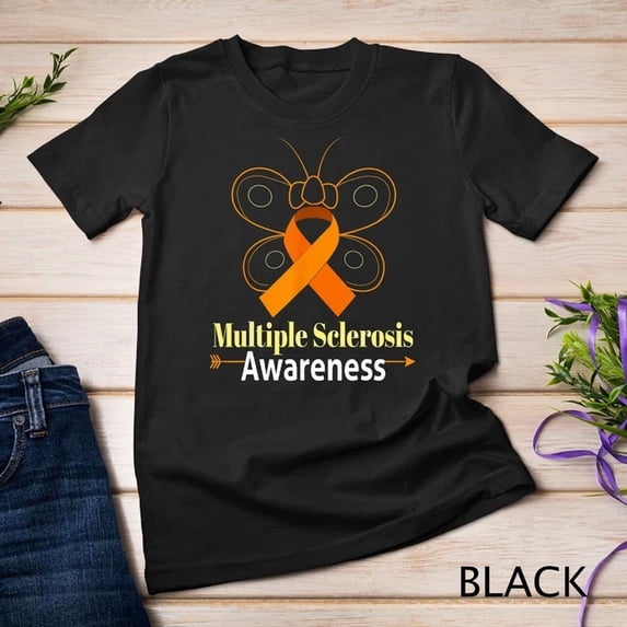 Butterfly Orange Ribbon Multiple Sclerosis Awareness Unisex S-5XL T ...