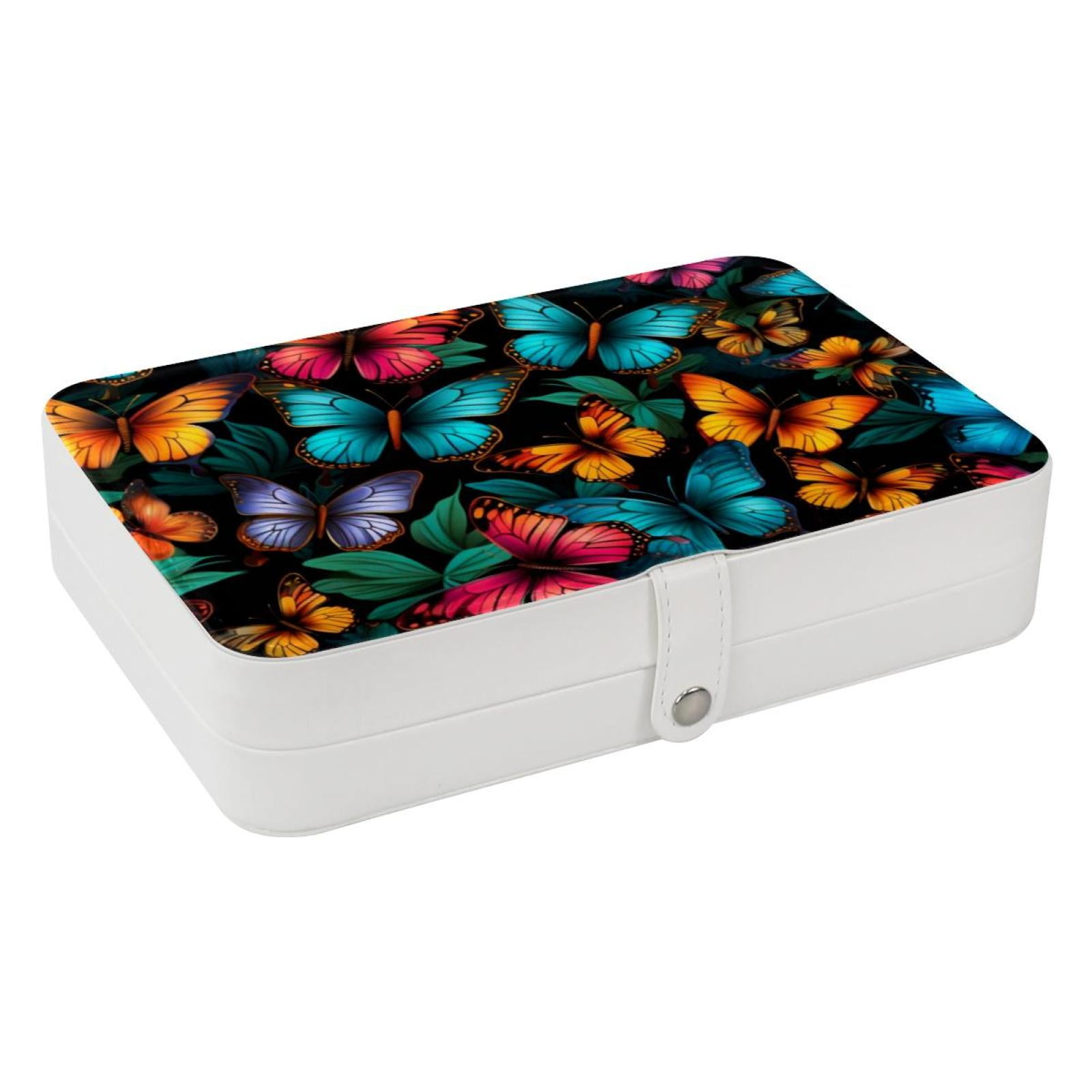 Butterfly PU Leather Necklace Holder with Removable Compartment ...