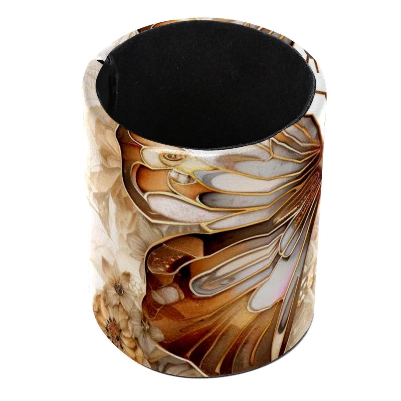 Butterfly PVC Leather Brush Holder Pencil Holder Cylinder Pen Holder ...
