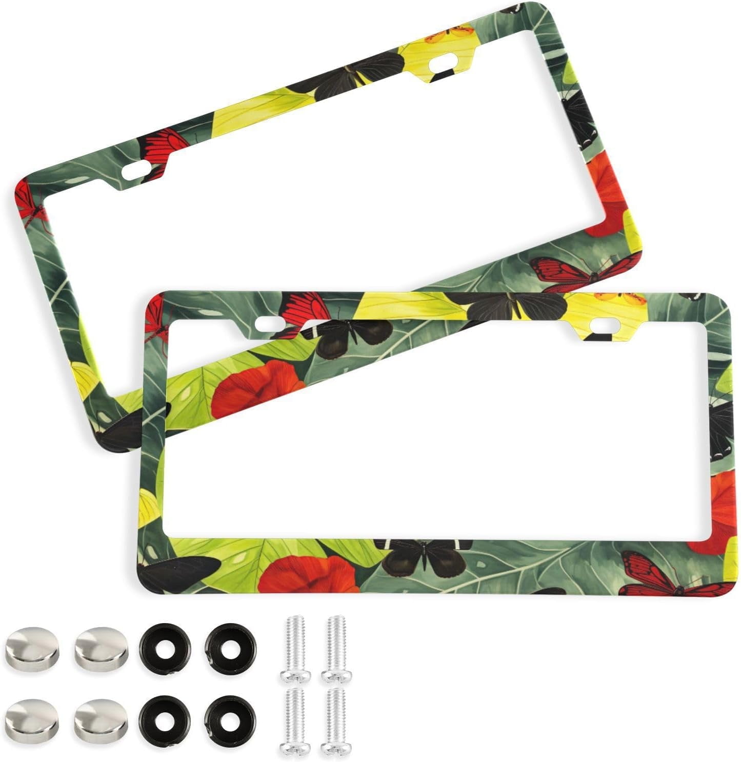 Butterfly Palm License Plate Frame 2 Holes Rustproof Aluminium License ...