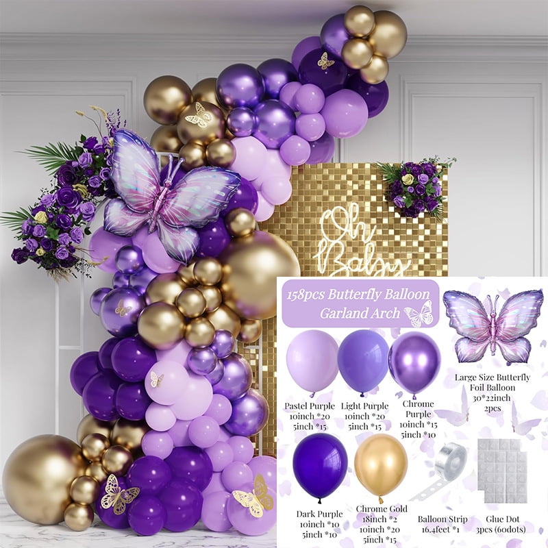 Butterfly Party Birthday Balloon Chain Set Meal One-year-old Mother's ...