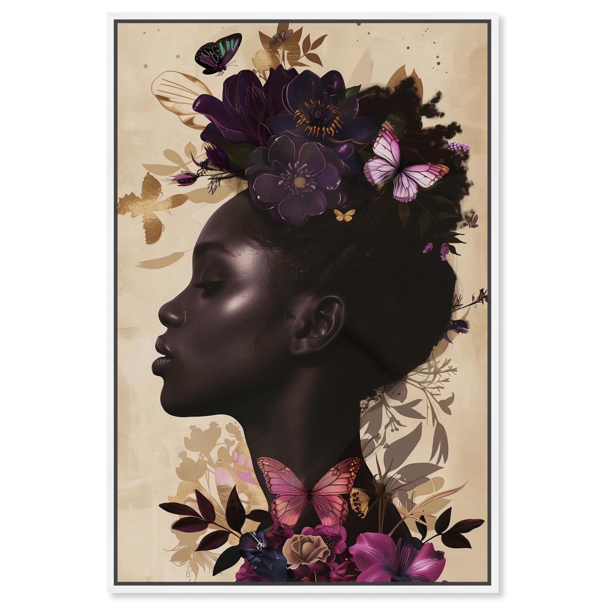 Butterfly Passion Canvas Chic Floral Art by Art Remedy, White Frame, 10 ...