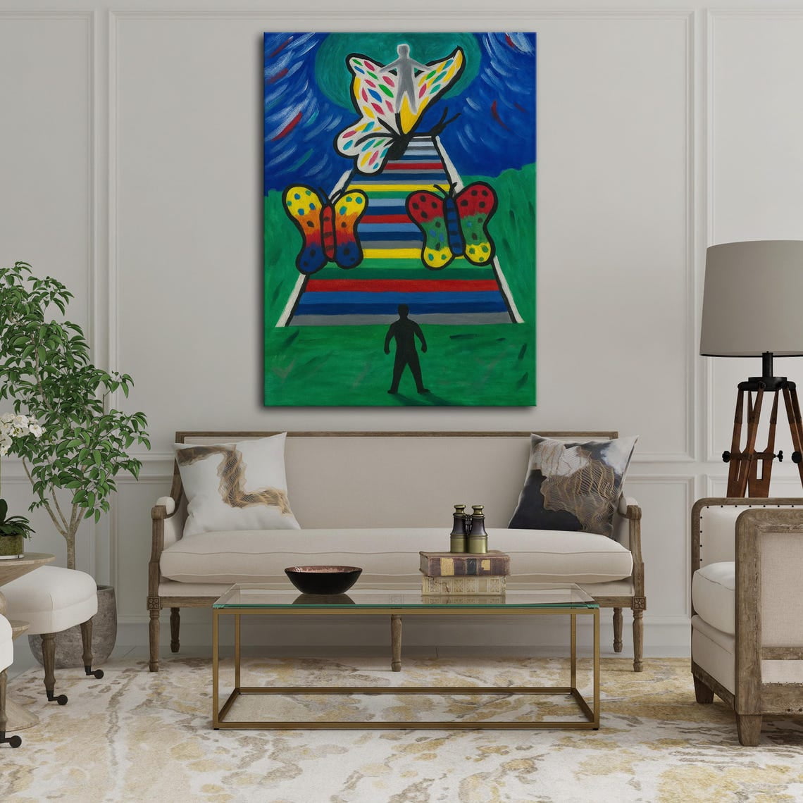 Butterfly Path Wall Art, Colorful Symbolic Poster, Transformation ...