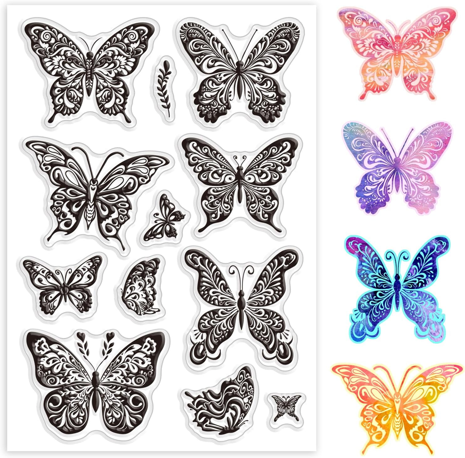 Butterfly Pattern Clear Stamps for Cards Making Crafts Butterflies ...