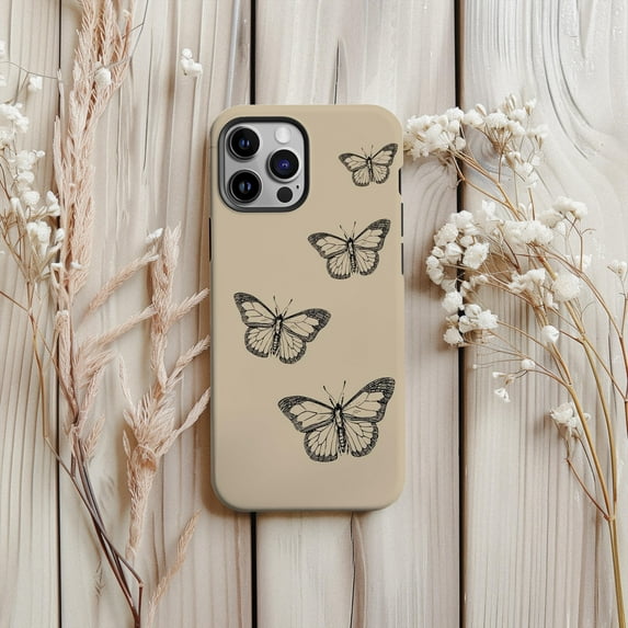 Butterfly Pattern Phone Case Minimal Insect Art iPhone 17 11 12 13 14 ...