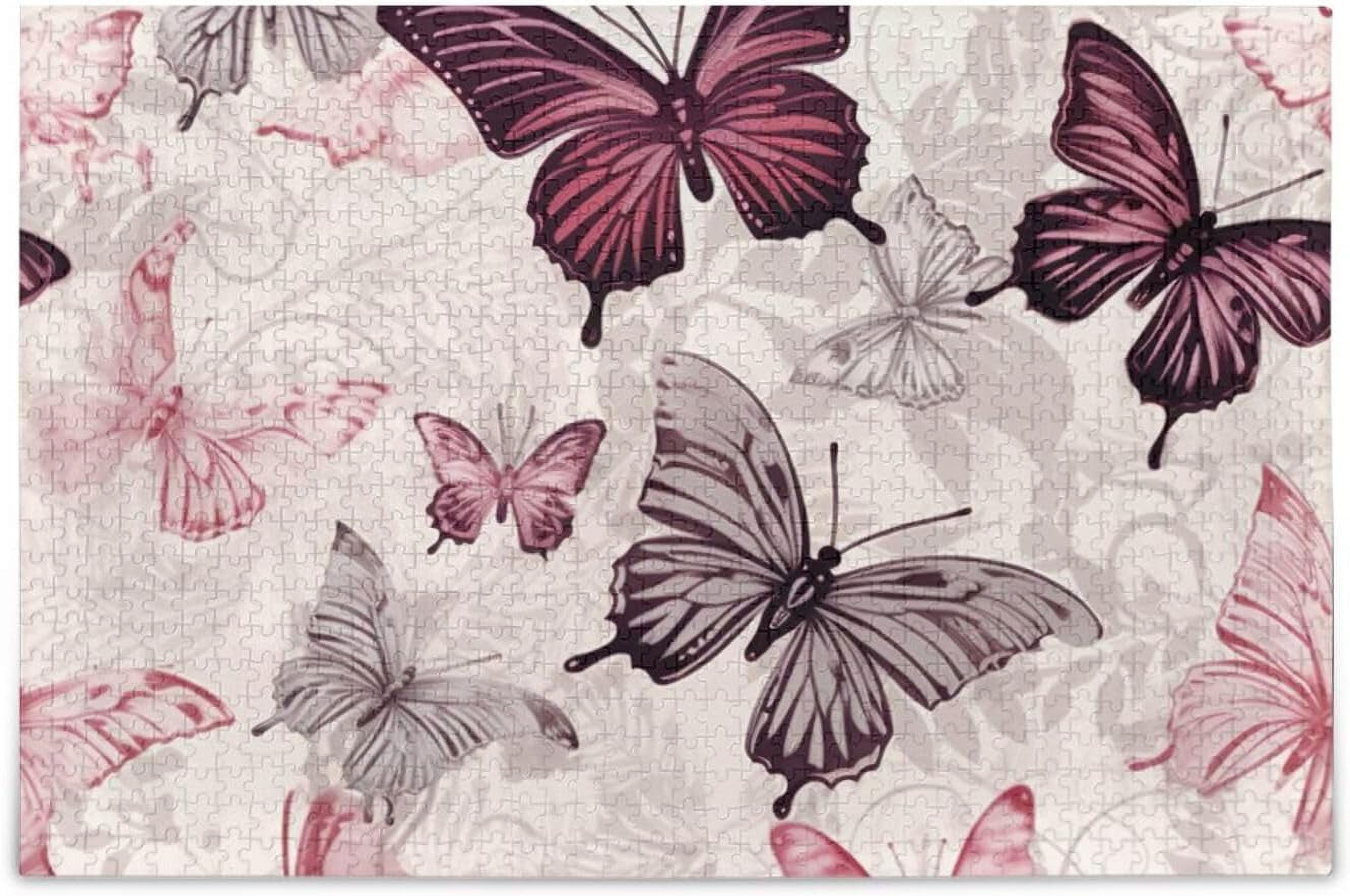 Butterfly Pattern Puzzle 500 Pieces - Wooden Jigsaw Puzzles for Family ...