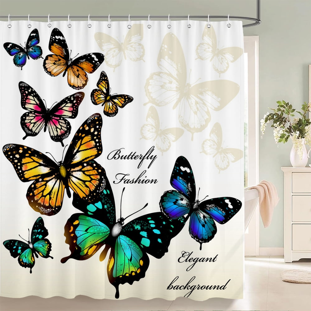 Butterfly Pattern Shower Curtains Bathroom Curtain High Quality 3D ...