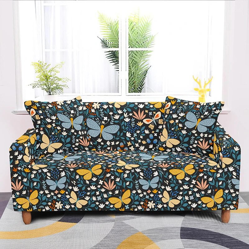 Butterfly Pattern Sofa Cover L Shape Sectional Elastic Stretch ...