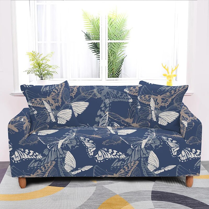 Butterfly Pattern Sofa Cover L Shape Sectional Elastic Stretch ...