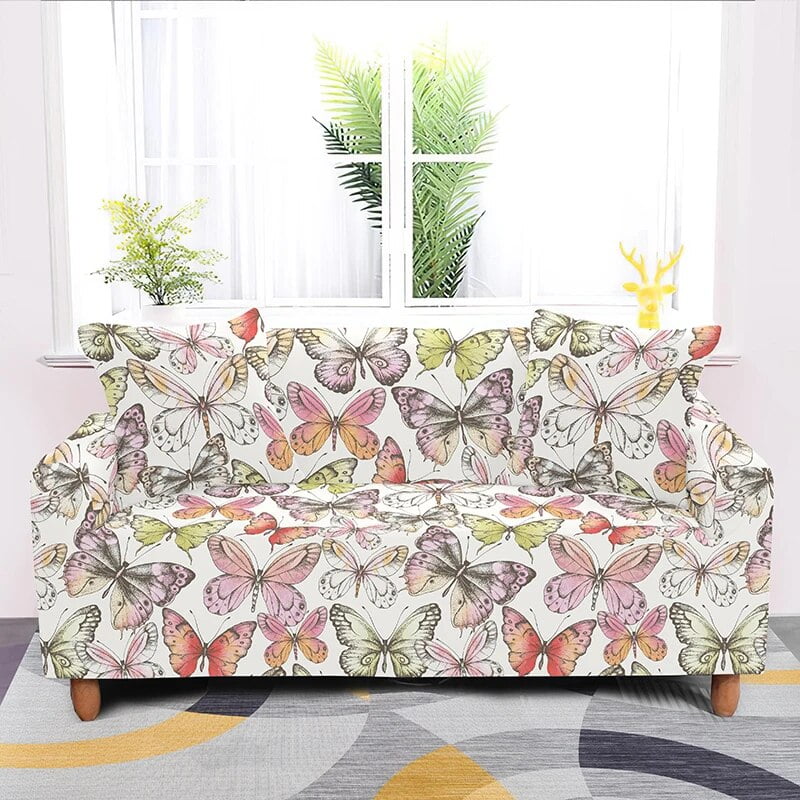 Butterfly Pattern Sofa Cover L Shape Sectional Elastic Stretch ...