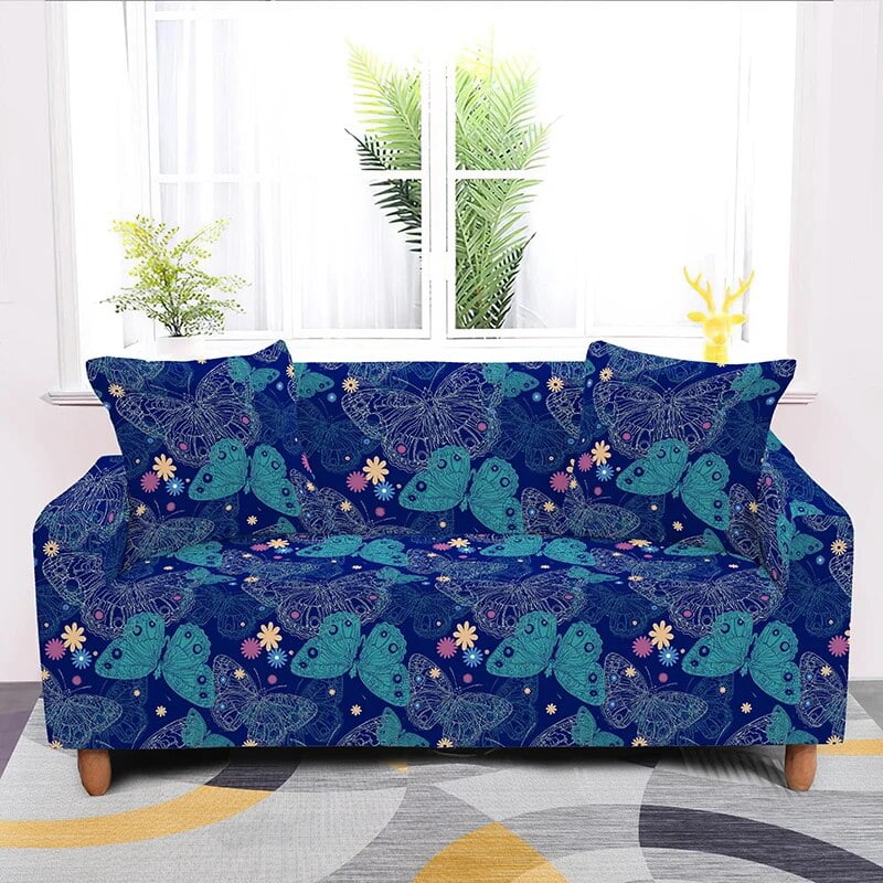 Butterfly Pattern Sofa Cover L Shape Sectional Elastic Stretch ...