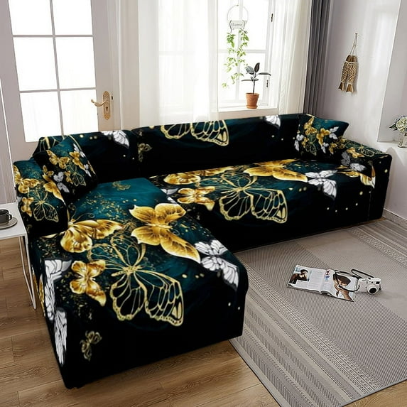 Butterfly Pattern Sofa Cover ration Home Colored Flowers Big Sofas Home Cushion Cover Sofa ...