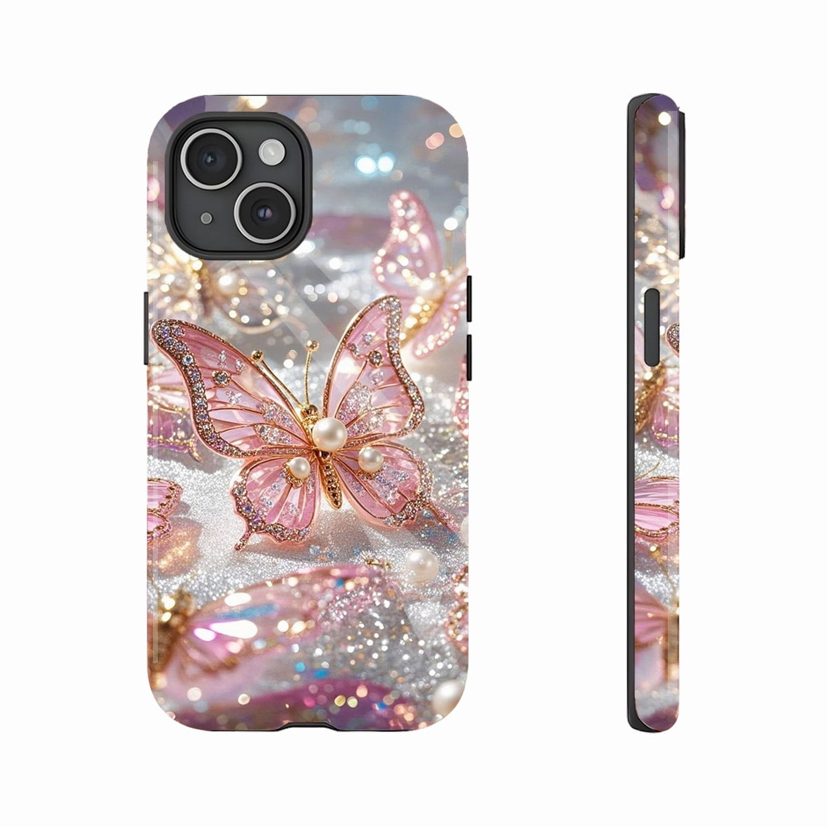 Butterfly Pearl Diamond Women’s Elegant Glittering Phone Case with ...