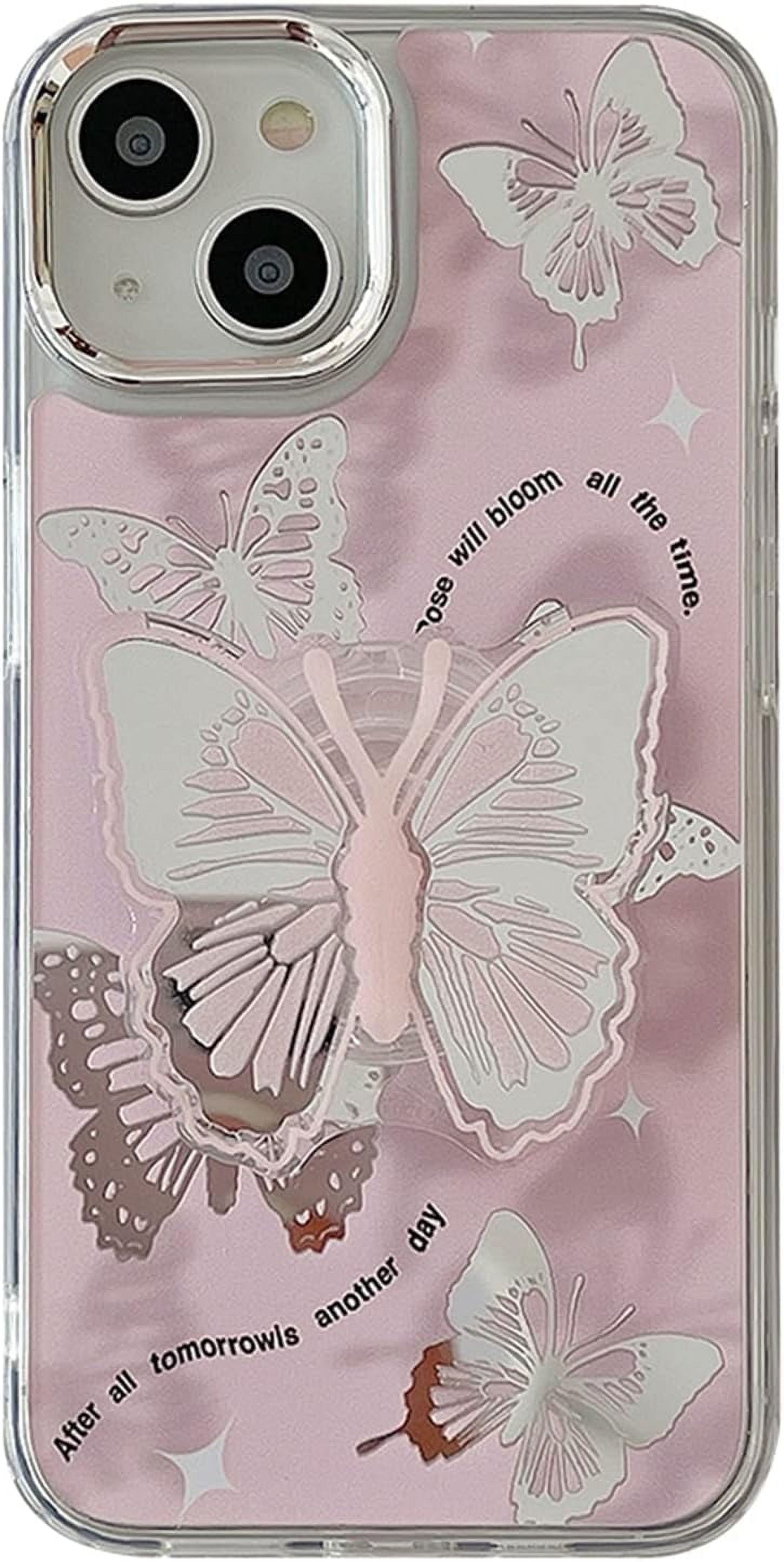 Butterfly Phone Case for iPhone 12, Cute Korea Pink Mirror 3D Butterfly ...