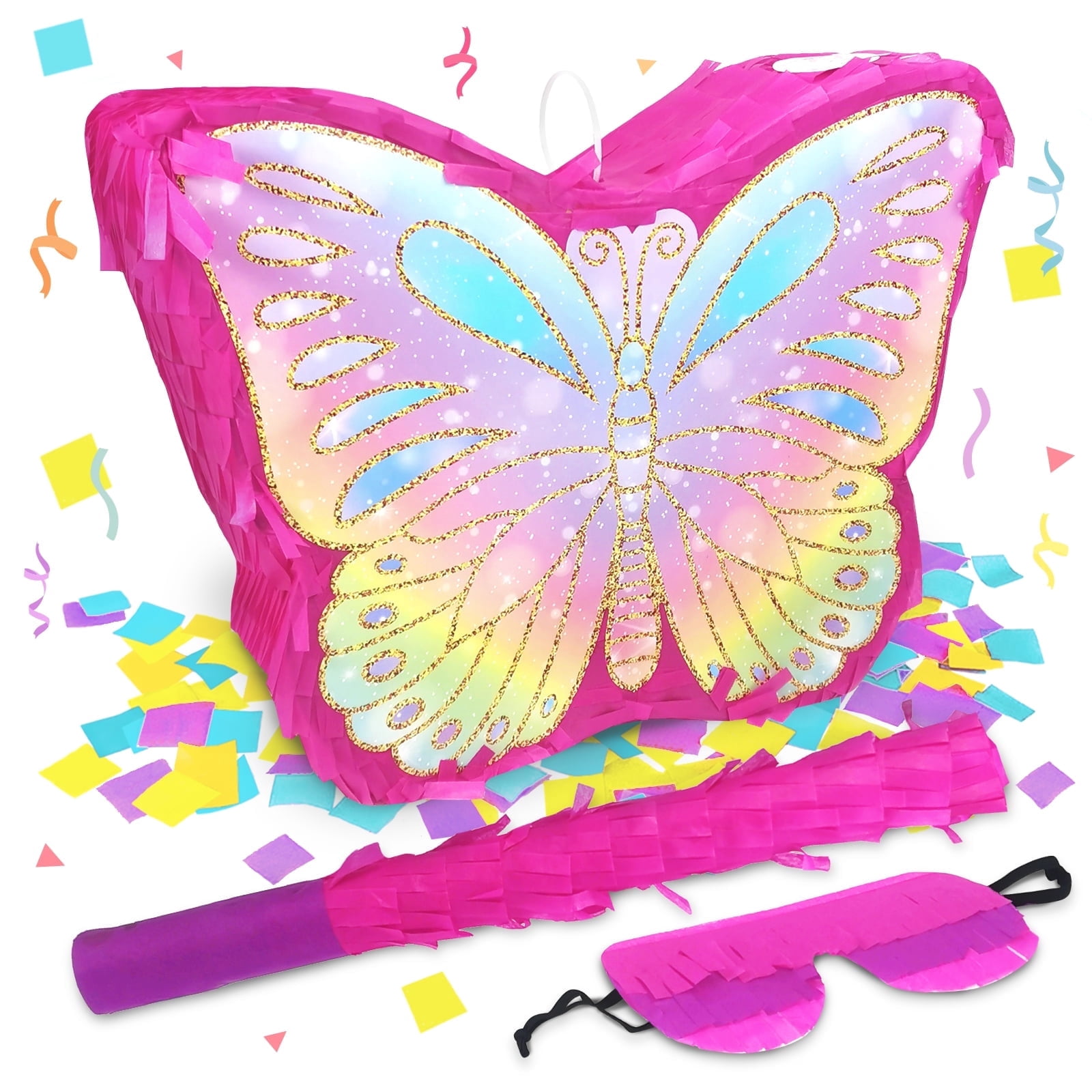 Butterfly Pinata with Stick and Blindfold for Birthday Party Supplies ...