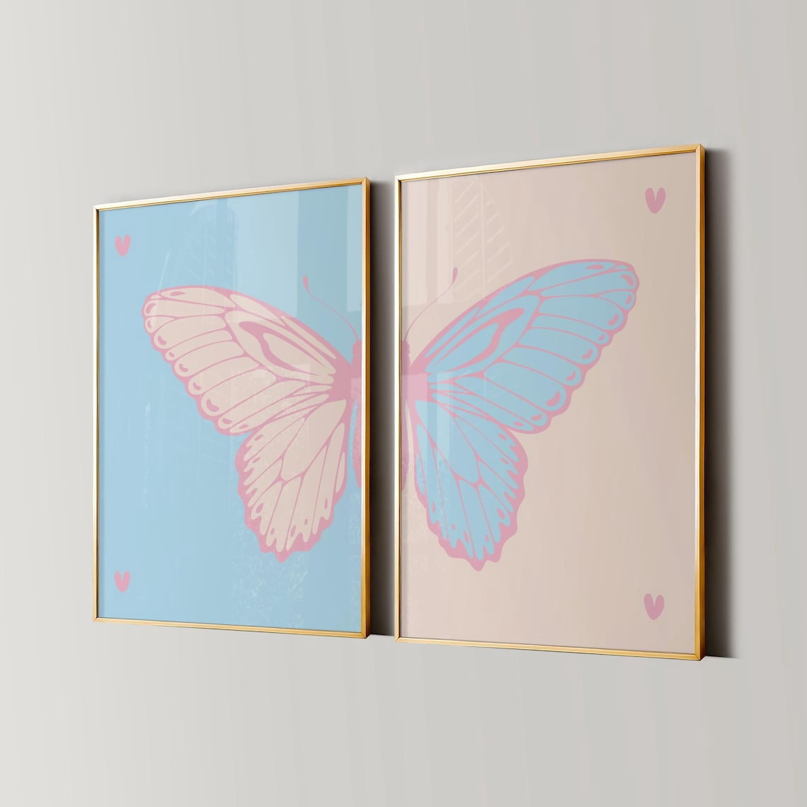 Butterfly Pink Blue Aesthetic Cool Girl Dorm Bathroom Poster Unframed ...