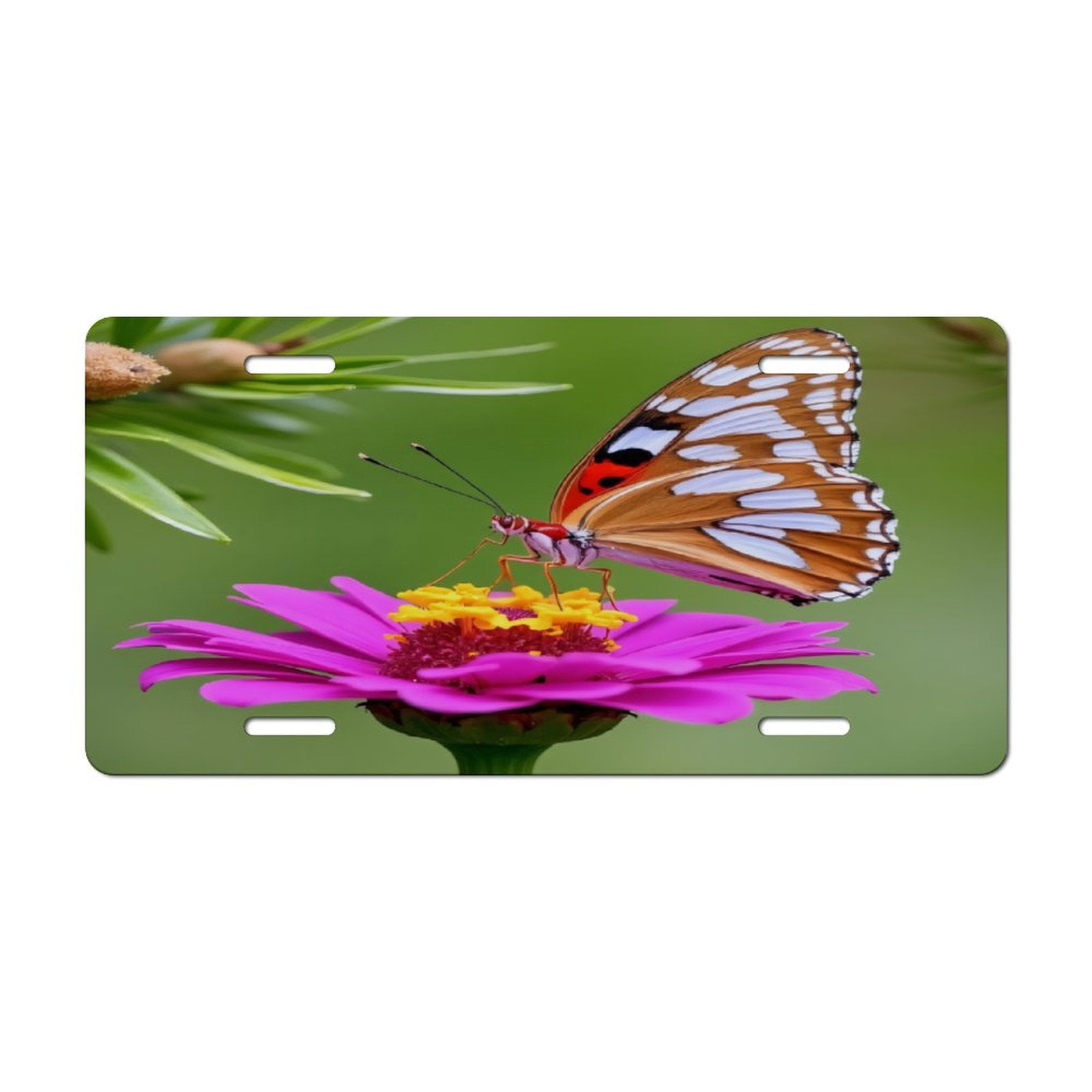 Butterfly on Pink Flower Car Decorative Front License Plate,Vanity Tag ...